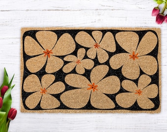 Spring Flowers Coir Doormat, Floral Front Door Decor, Floral Door Mat ...