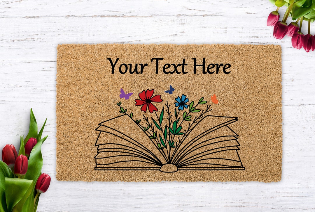 Custom Welcome Mat, Floral Book Mat, Personalized Doormat, Make Your ...