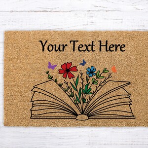 Custom Welcome Mat, Floral Book Mat, Personalized Doormat, Make Your ...