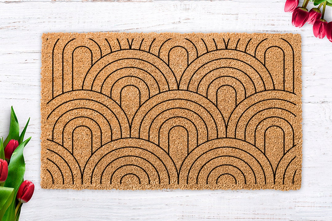 Minimalist Welcome Mat, Mid Century Modern Art Rug, Retro Pattern Decor ...