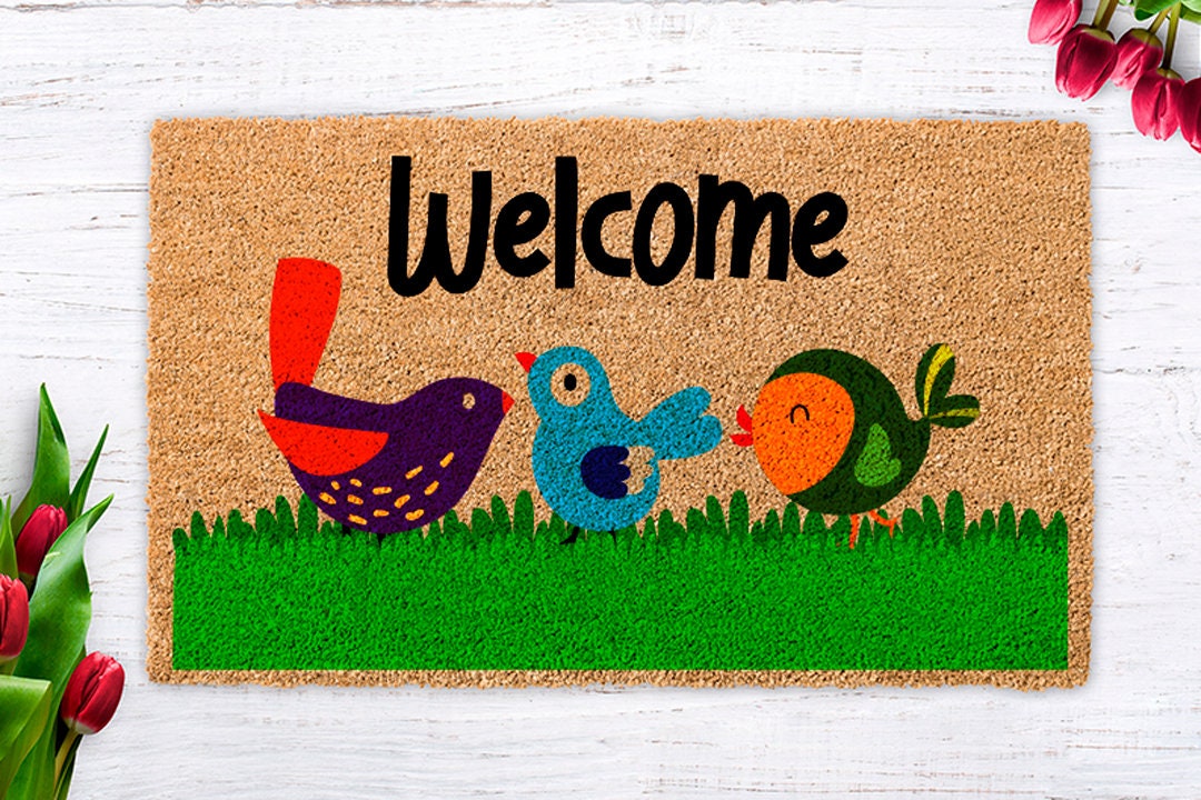 Welcome Birds Mat, Birds Front Door Decoration, Welcome Mat ...