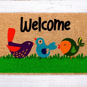 Welcome Birds Mat, Birds Front Door Decoration, Welcome Mat ...