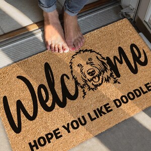 Doodle, Golden Doodle Mat, Dog Welcome Mat, Golden Retriever Poodle ...