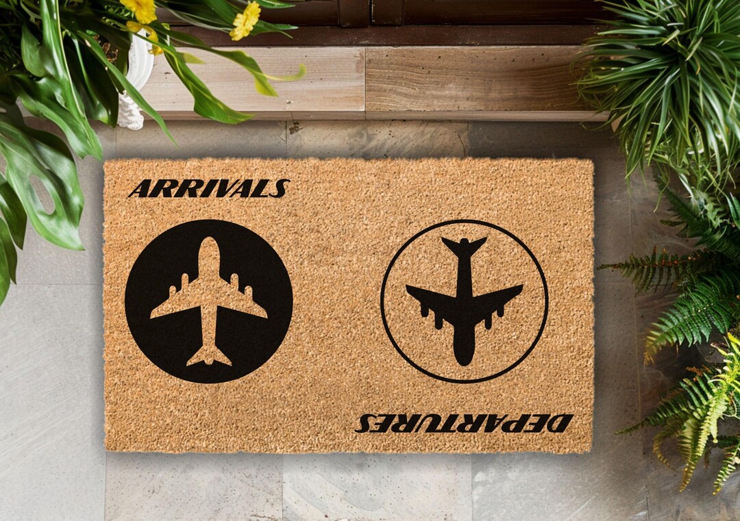 Arrivals Departures, Departures Arrivals Door Mat, Airplane, Flight ...