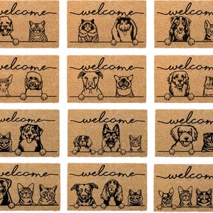 Personalized Dog and Cat Gift, Welcome Mat Cats and Dogs, Custom Dog ...