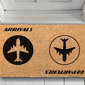 Arrivals Departures, Departures Arrivals Door Mat, Airplane, Flight ...