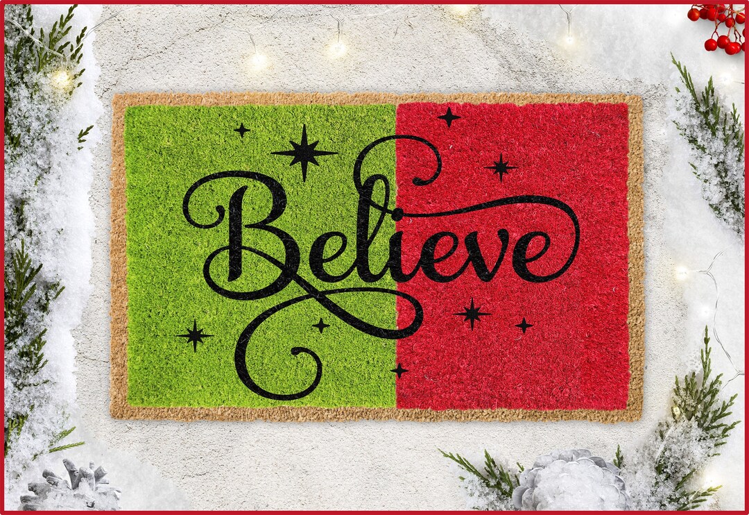 Believe, Christmas Doormat, Believe Front Porch Mat, Christmas Gift ...