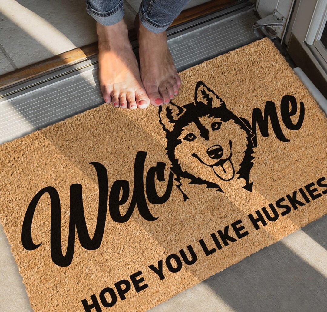 Siberian Husky Door Mat, Husky Welcome Mat, Dog Paws Doormat, Outdoor ...