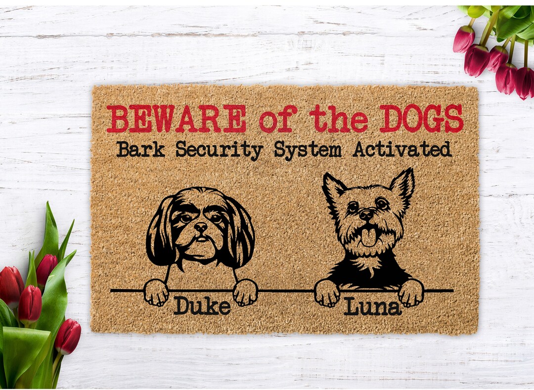 Beware of the Dogs Doormat, Bark Security System Activated Doormat ...