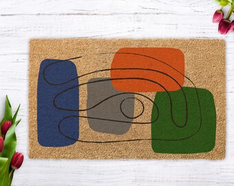 Minimalist Welcome Mat Mid Century Modern Art Rug Retro - Etsy