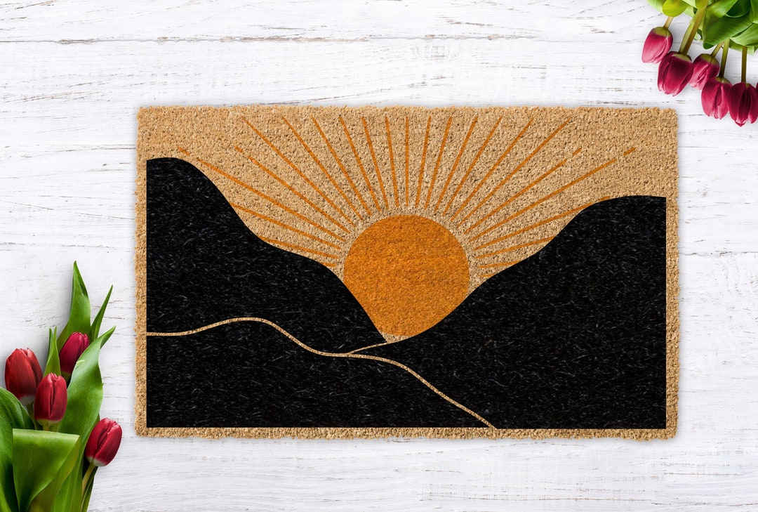 Landscape Abstract Doormat, Sunny Abstract Front Decor, Minimalist ...