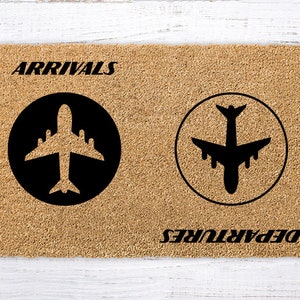 Arrivals Departures, Departures Arrivals Door Mat, Airplane, Flight ...