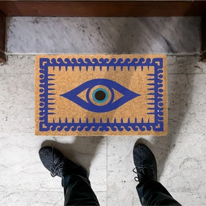 Evil Eye Doormat, Greek Evil Eye Protection Gift, Housewarming Gift ...