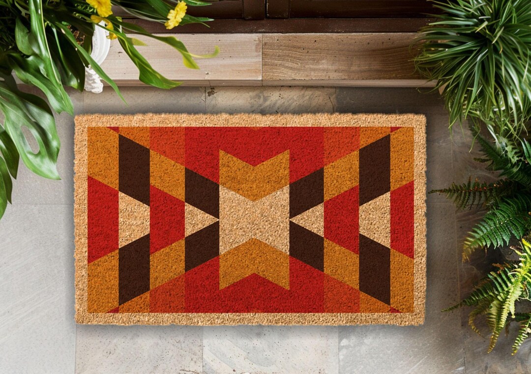Mid-century Welcome Mat, 70s Inspired Pattern, Housewarming Present ...