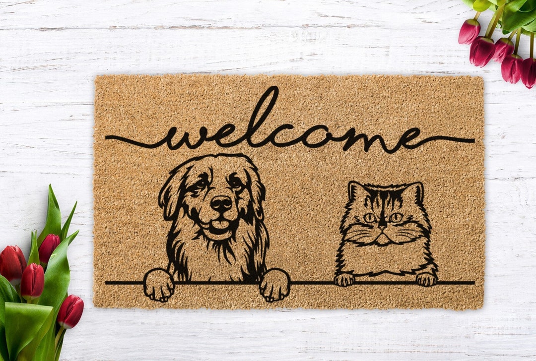 Personalized Dog and Cat Gift, Welcome Mat Cats and Dogs, Custom Dog ...