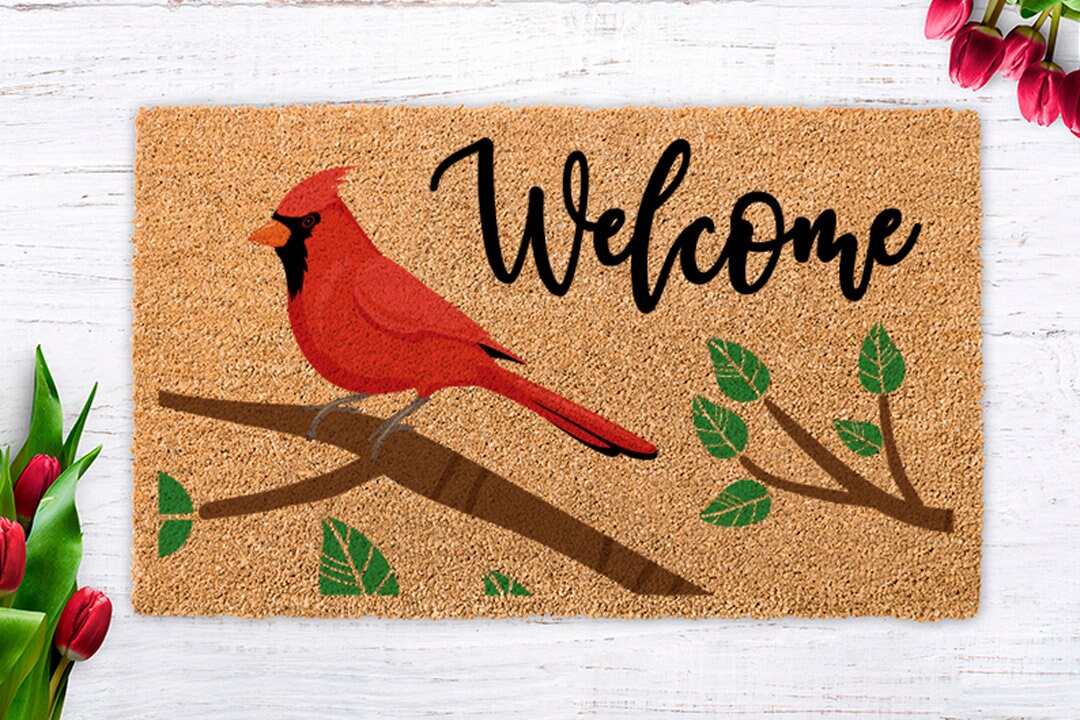 Cardinal Welcome Mat, Cardinal Gift, Cardinal Front Door Decor ...