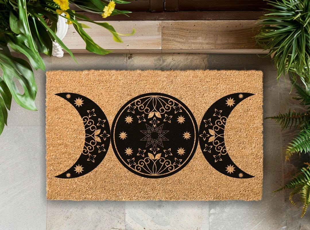 Triple Moon Doormat, Moon Phases Decor, Boho Moon Decor Mat, Front ...