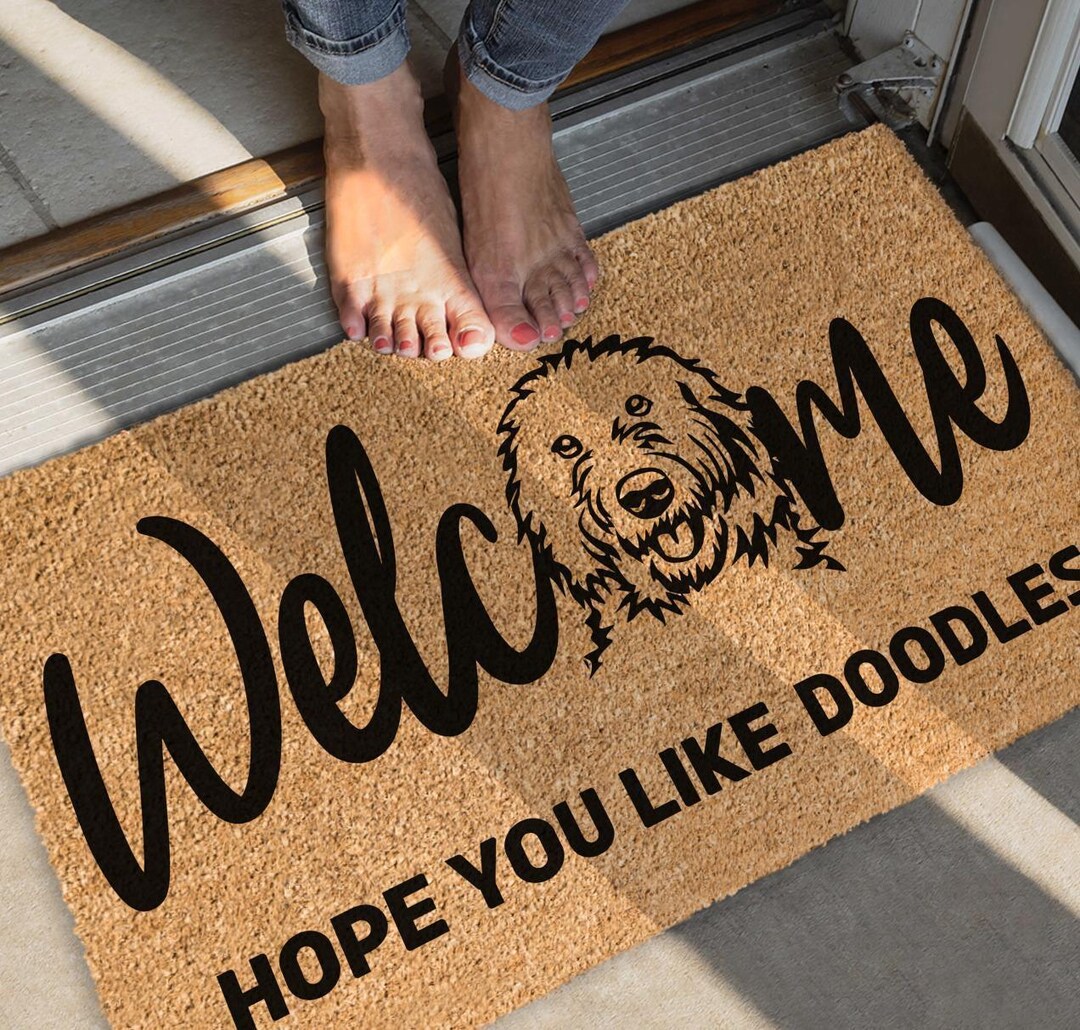 Doodle, Golden Doodle Mat, Dog Welcome Mat, Golden Retriever Poodle ...