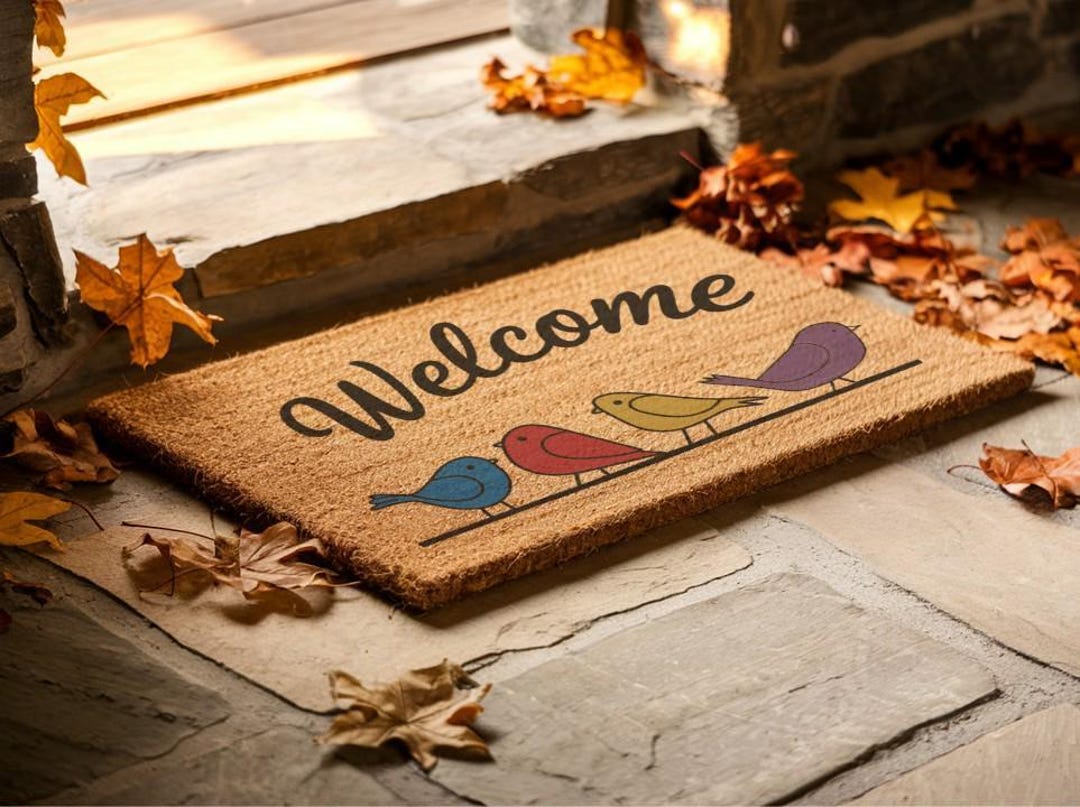 Bird Welcome Mat: Minimalist Coir Front Porch Decor - Etsy