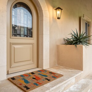 Retro Cat Doormat, Mid Century Modern Cat Mat, Colorful Cat Lover Gift ...