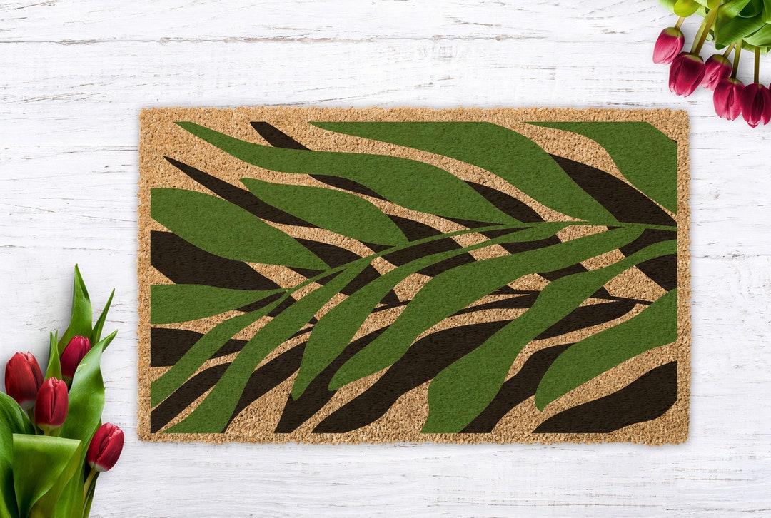 Tropical Palm Leaf, Plant With Shadow Design Doormat, Housewarming Gift ...