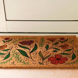 Spring Flowers Coir Doormat, Floral Front Door Decor, Floral Door Mat ...