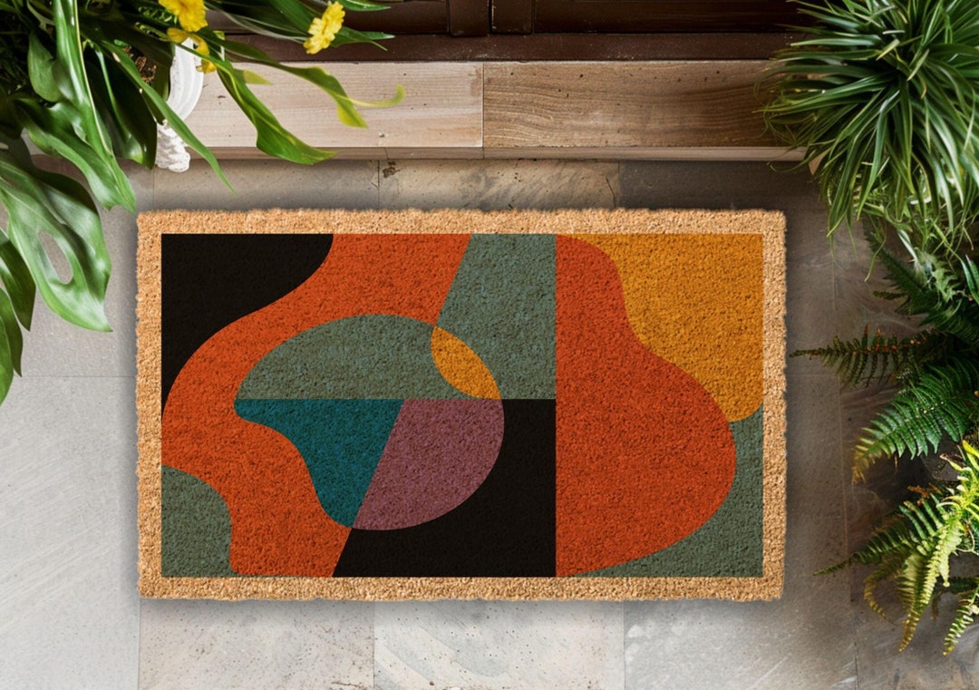 Geometric Doormat, Modern Gift, Unique Welcome Mat, Coir Doormat ...