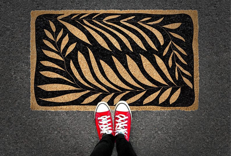 Leaves Doormat, Modern Welcome Mat, Housewarming Gift, Contemporary Art ...