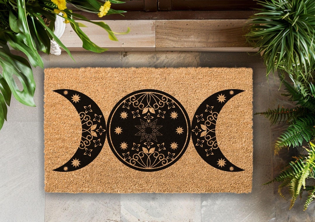 Triple Moon Doormat, Moon Phases Decor, Boho Moon Decor Mat, Front ...