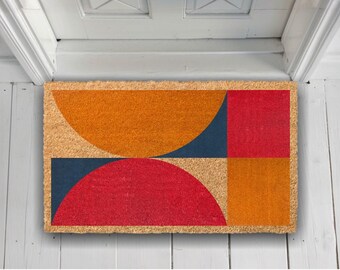 Personalized Mid Century Modern Welcome Mat, Fun Retro Star Doormat ...