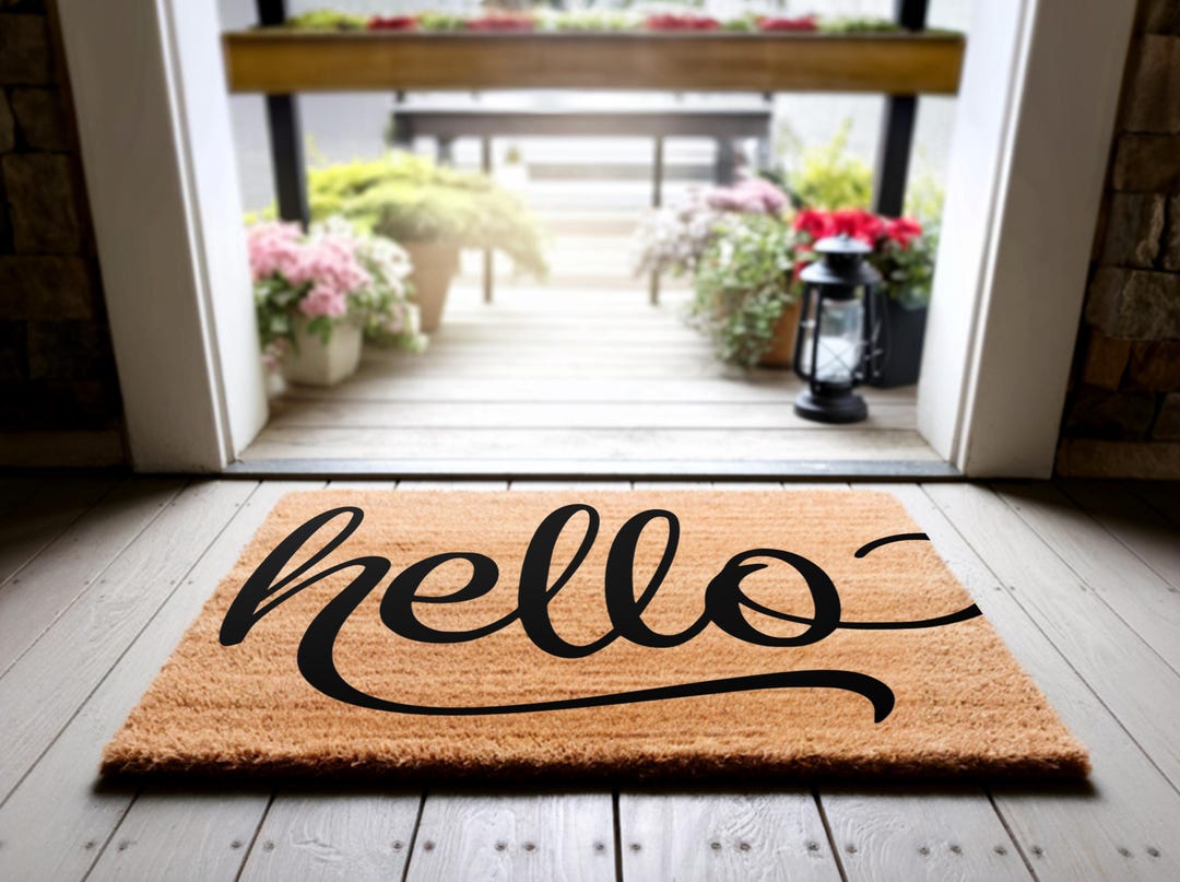 Hello Coir Doormat, Housewarming Welcome Mat - Etsy