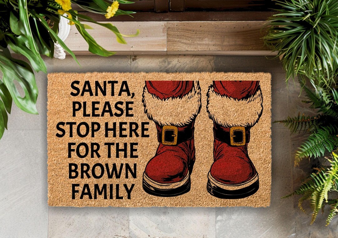 Santa Please Stop Here Doormat - Custom Holiday Welcome Mat - Etsy