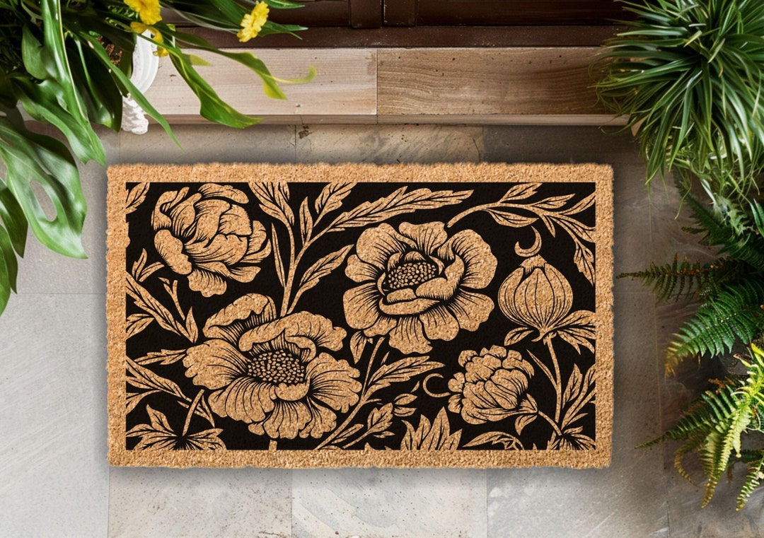Garden Welcome Mat, Floral Front Door Decor, Housewarming Garden Gift ...