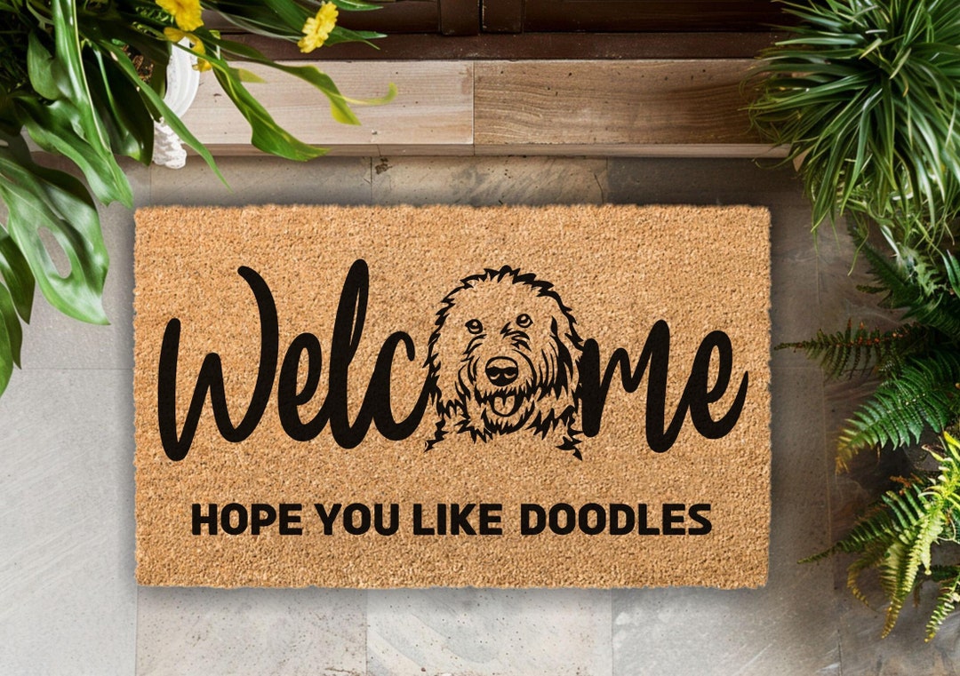 Doodle, Golden Doodle Mat, Dog Welcome Mat, Golden Retriever Poodle ...