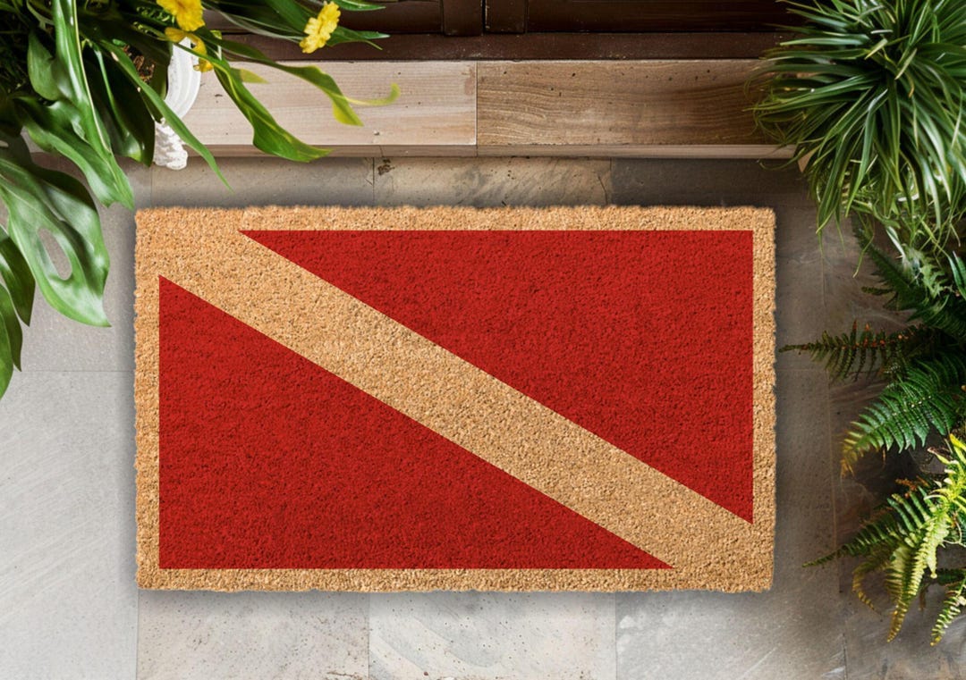 Diver Down Flag Doormat: Natural Coir, Eco-friendly Scuba Decor - Etsy