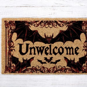 Unwelcome Bat Style Gift, Dark and Gothic Doormat, Gothic Mat Home ...