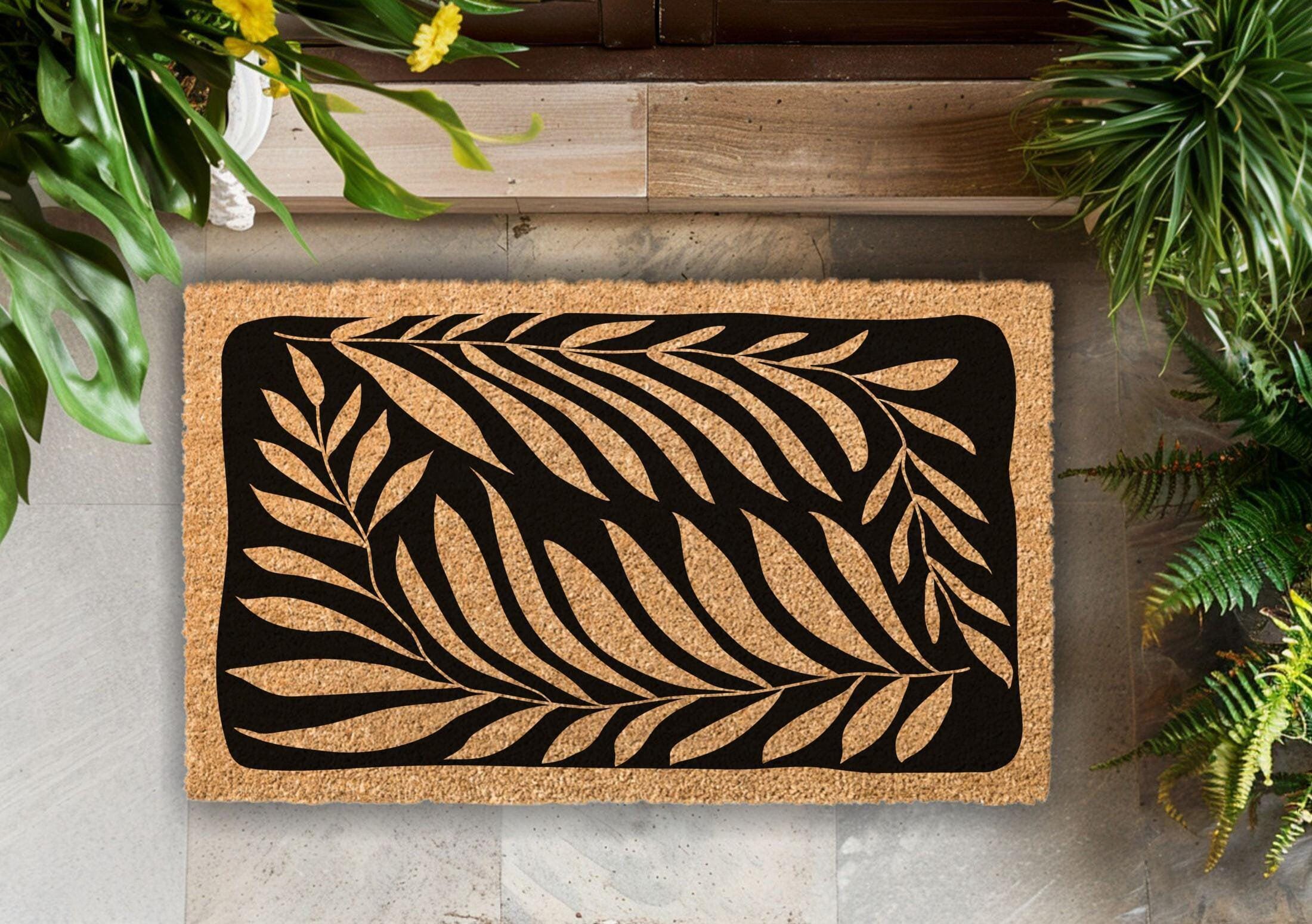Leaves Doormat, Modern Welcome Mat, Housewarming Gift, Contemporary Art ...