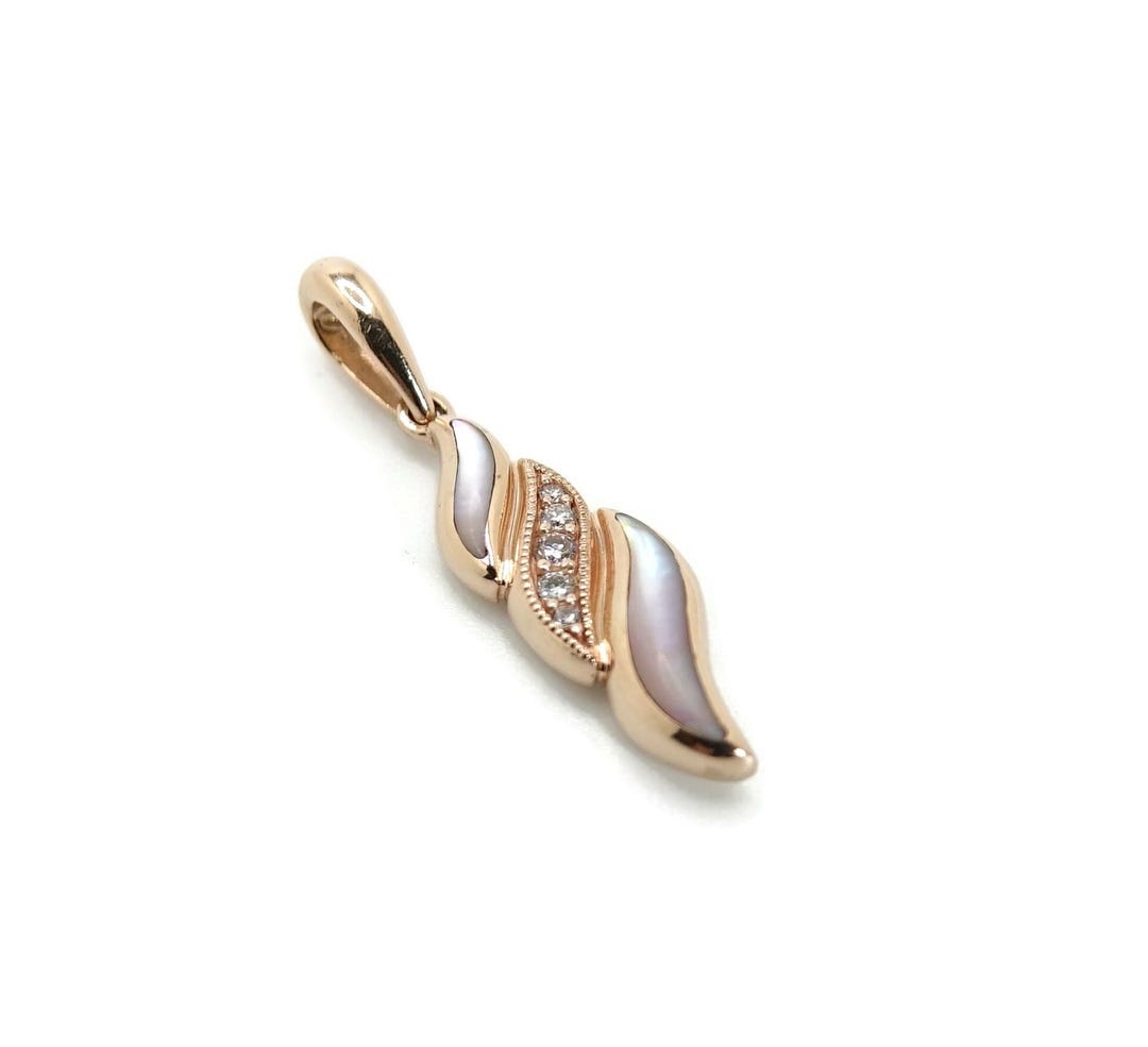 KABANA 14K Rose Gold Pink Mother of Pearl Inlay & Diamond Pendant - Etsy KABANA 14K Rose Gold Pink Mother of Pearl Inlay & Diamond Pendant - Etsy