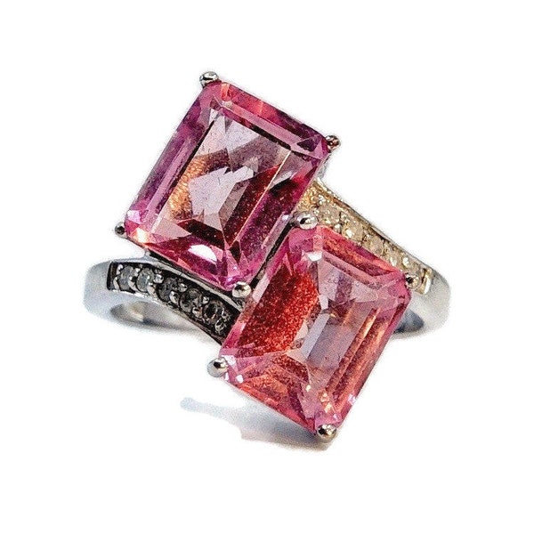 Pink Topaz White Gold Ring - Etsy