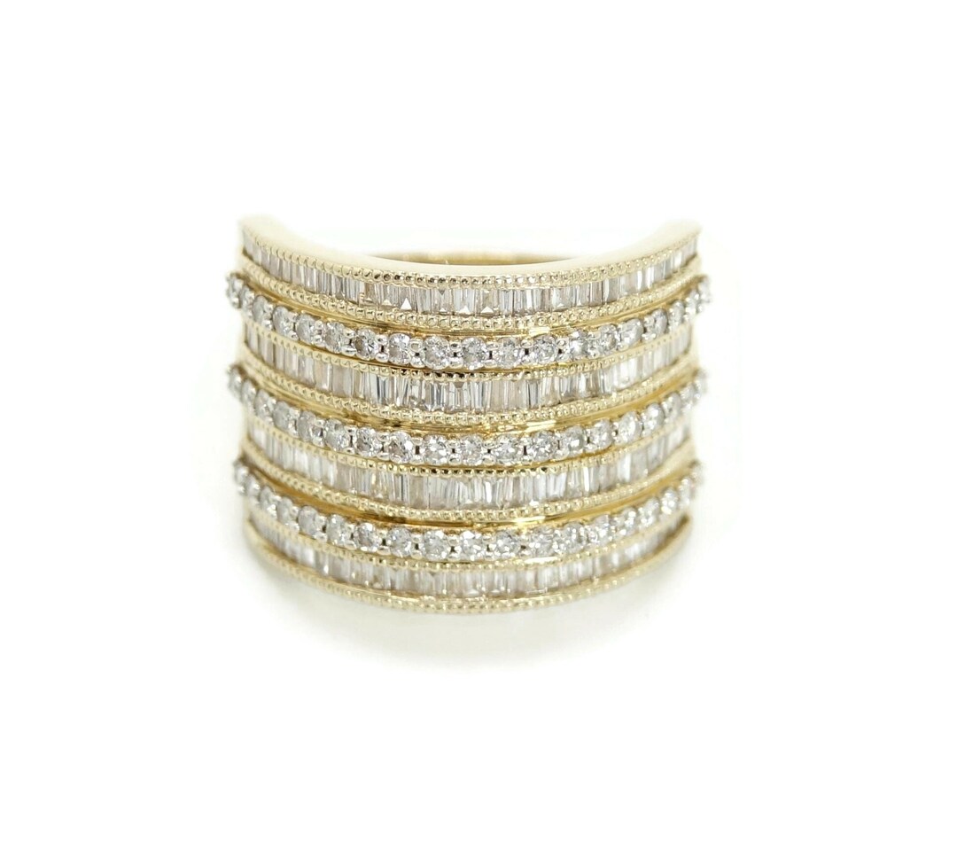 EFFY 14K Yellow Gold Multi-row Statement Diamond Ring - Etsy