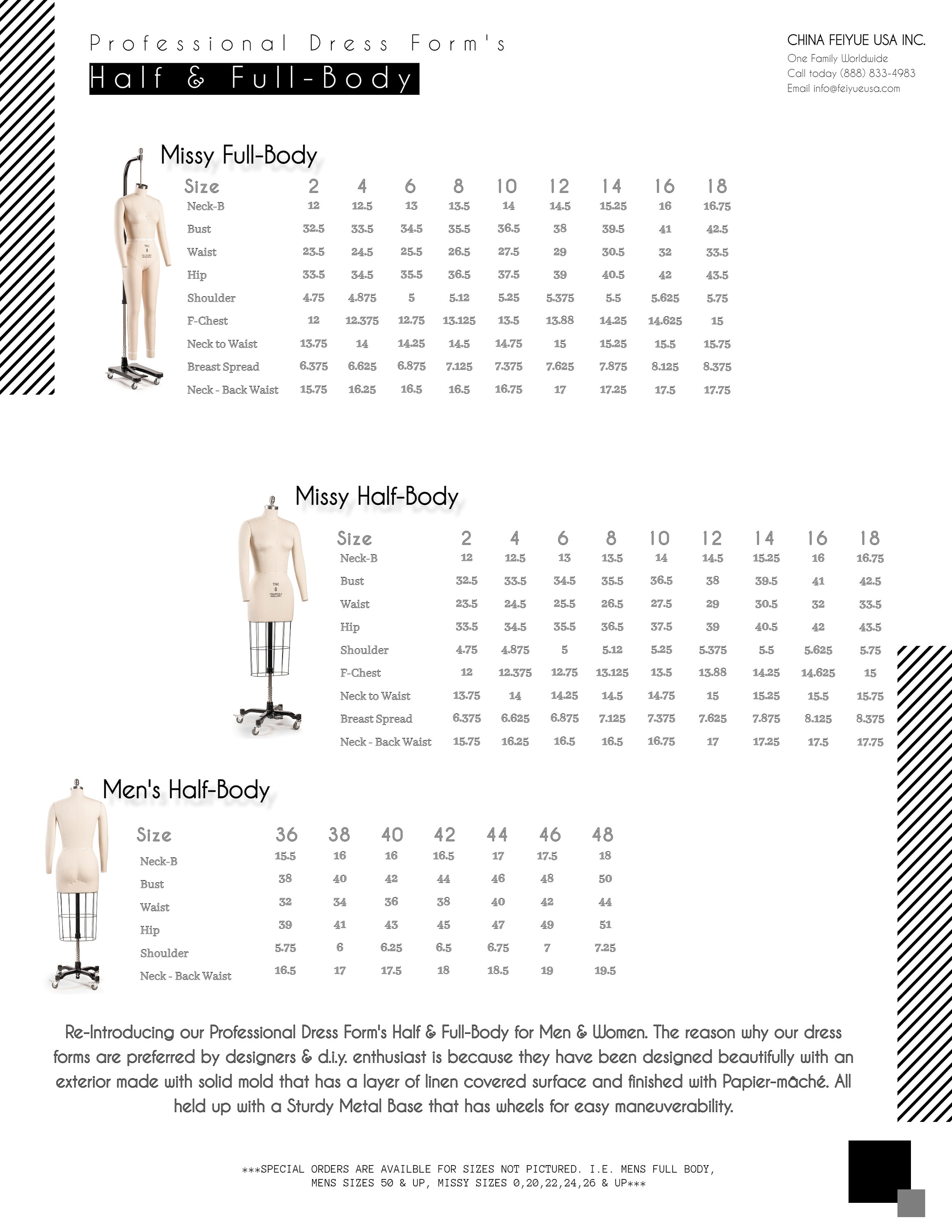 Professional Female Half Body Dress Form With Cage and Collapsible ...