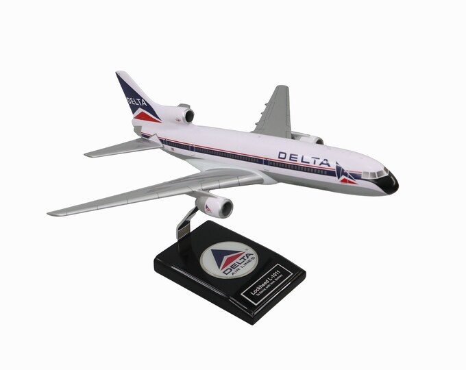 Delta Airlines Lockheed L-1011 Aircraft Hand Carved Mahogany Wood Replica Desktop Display ...