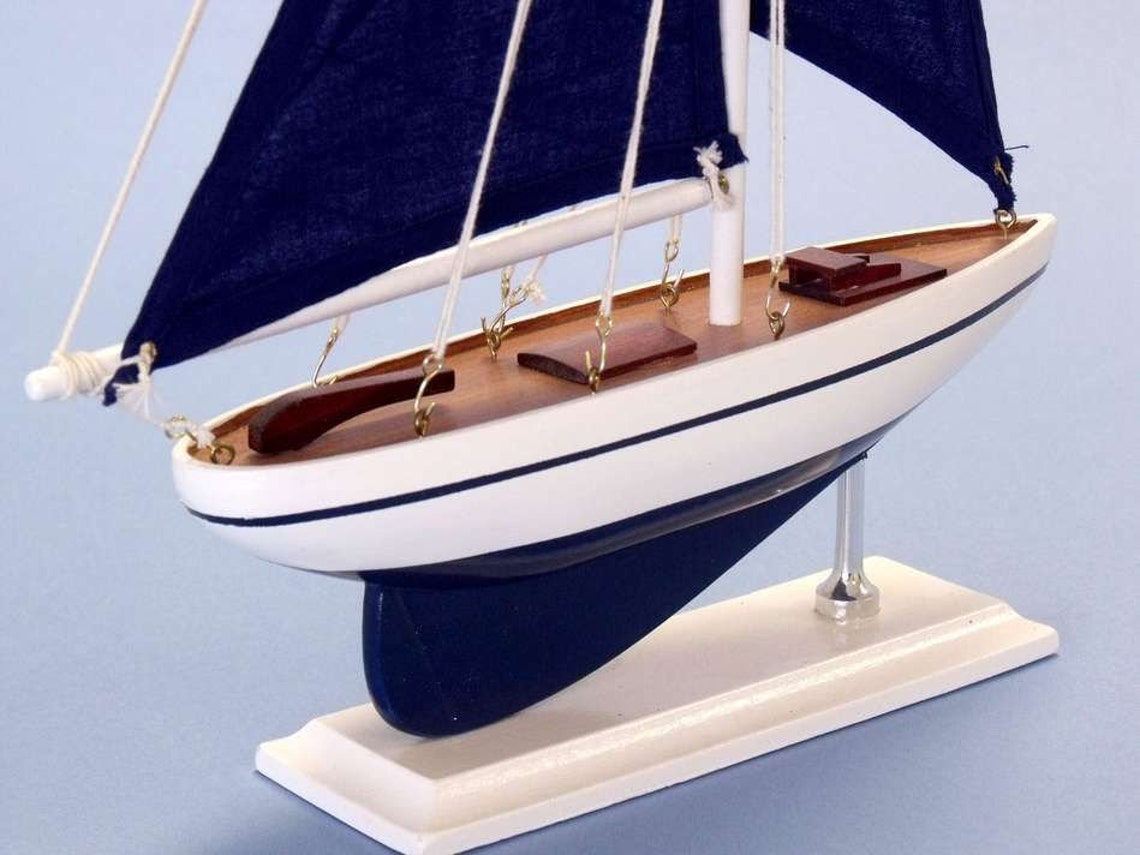 Wooden Blue Pacific Sailer With Blue Sails Model Sailboat - Etsy