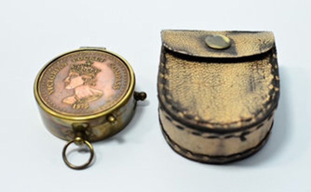 Victorian Pocket Compass With Leather Cover - Etsy