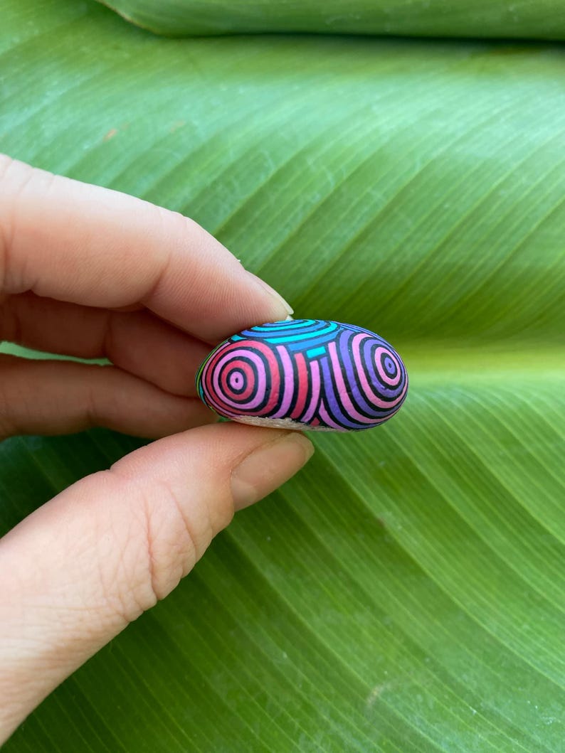 Rainbow Circle Bloom Pattern - Hand Painted Rock Art. Acrylic Paint. - Etsy