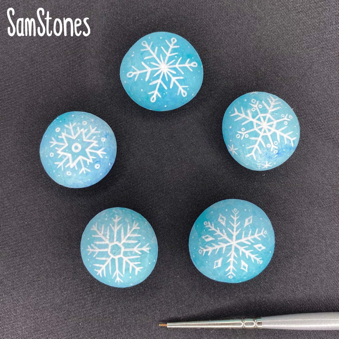 Different Types of Painted Snowflakes, Small Hand Painted Rocks - Etsy