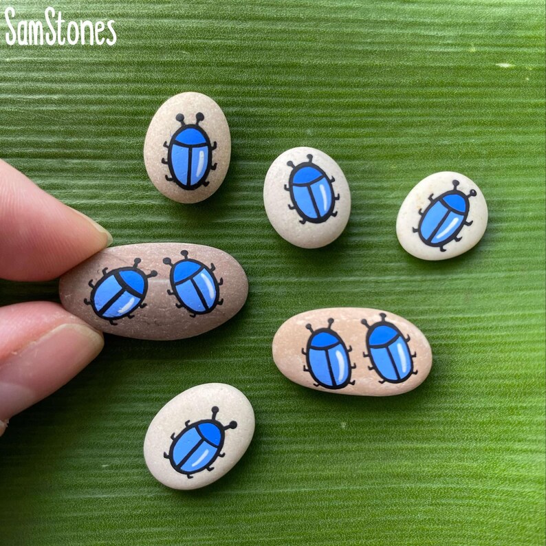 12 Pack of Miniature Hand Painted Rock Art Bugs and Critters. Acrylic ...