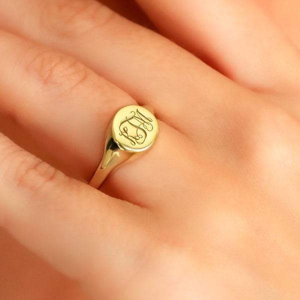 Monogram Signet Ring - Etsy