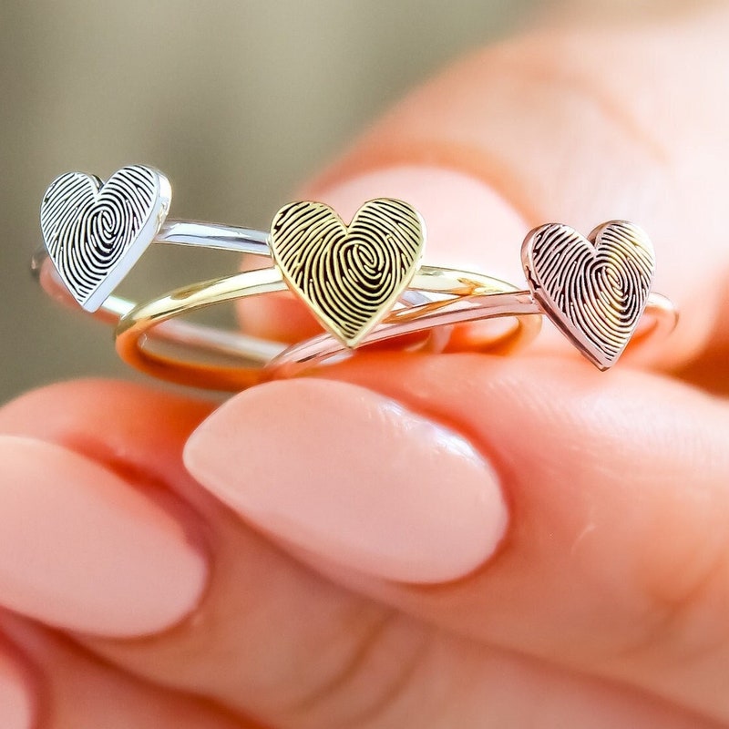 Dainty Thumbprint Ring - Etsy