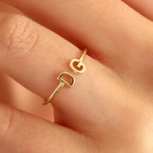 Duo Initial Ring,14k Gold Custom Letter Ring,couple Rings,mothers Ring ...